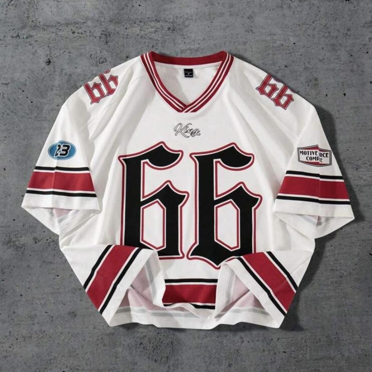 American Football Jersey 66 Red and White Brand New... | Depop