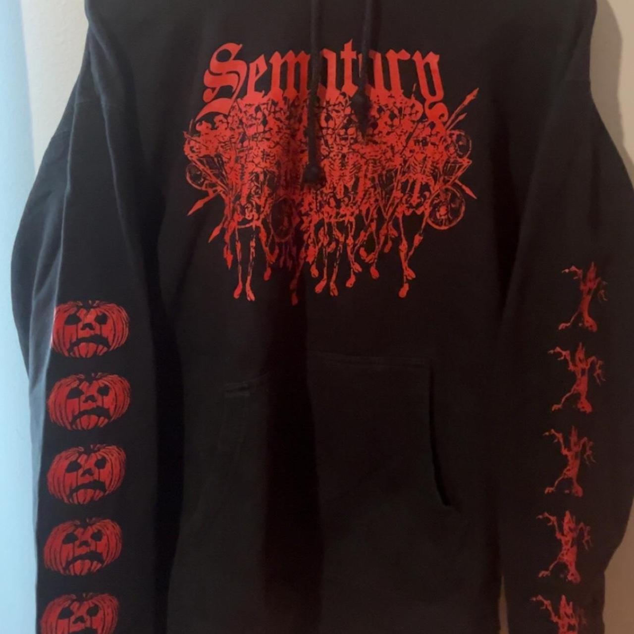 SEMATARY BLACK&RED HOODIE Size L Ships Next Day 🇺🇸... - Depop