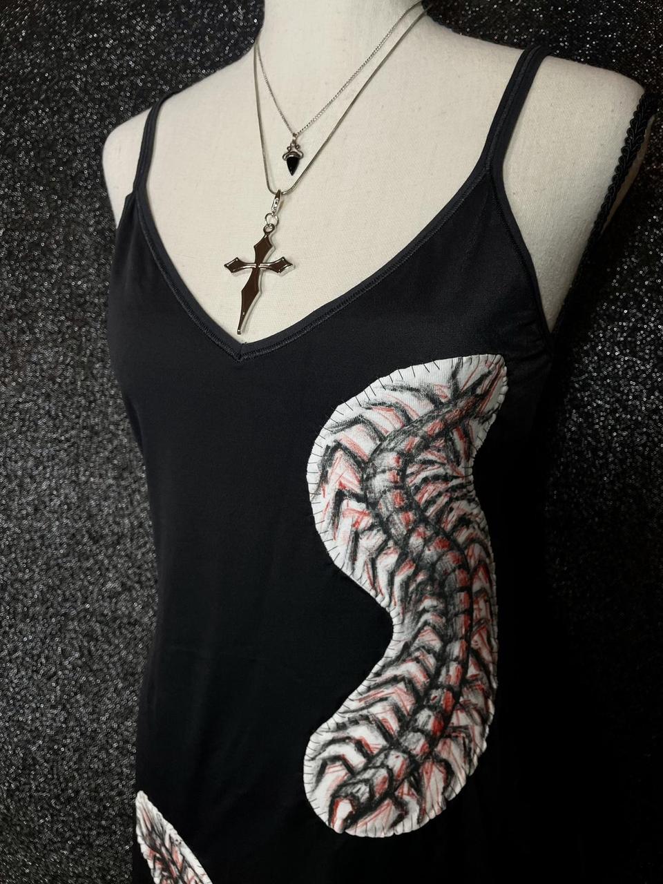 Goth centipede slip dress. Hand painted and hand... - Depop