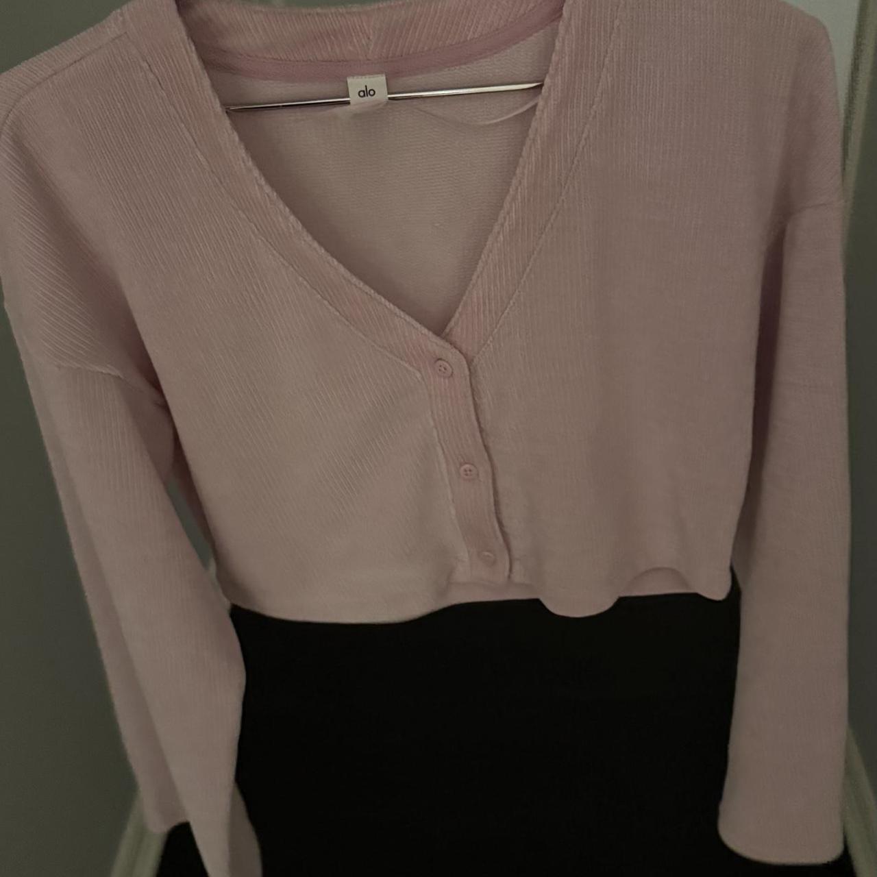 Alo Pink Cardigan Chenille Chalet Cardigan in size... | Depop