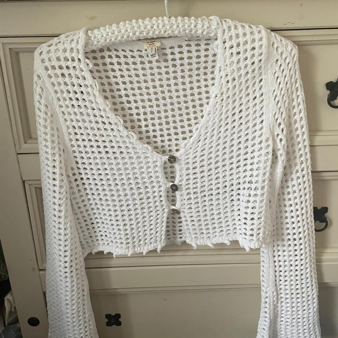 White crochet crop cardigan Perfect for festivals ... - Depop