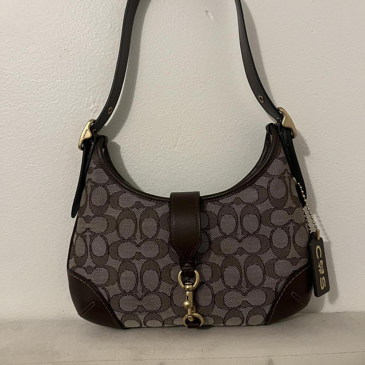 Coach Original Signature Jacquard Hamptons Hobo... | Depop