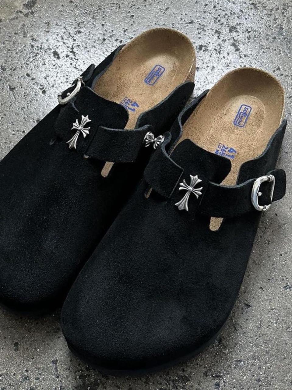 Crooked Chrome Heart Clogs Hand Crafted by... - Depop