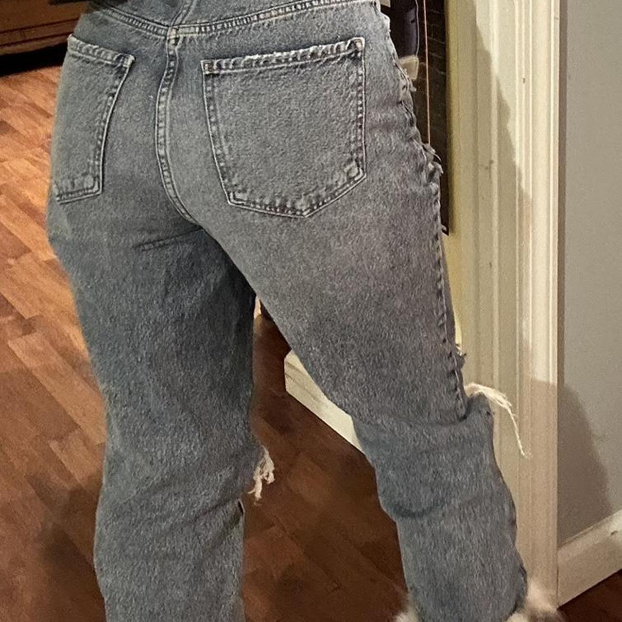 Blue high-waisted ripped jeans #rippedjeans PAC SUN... | Depop