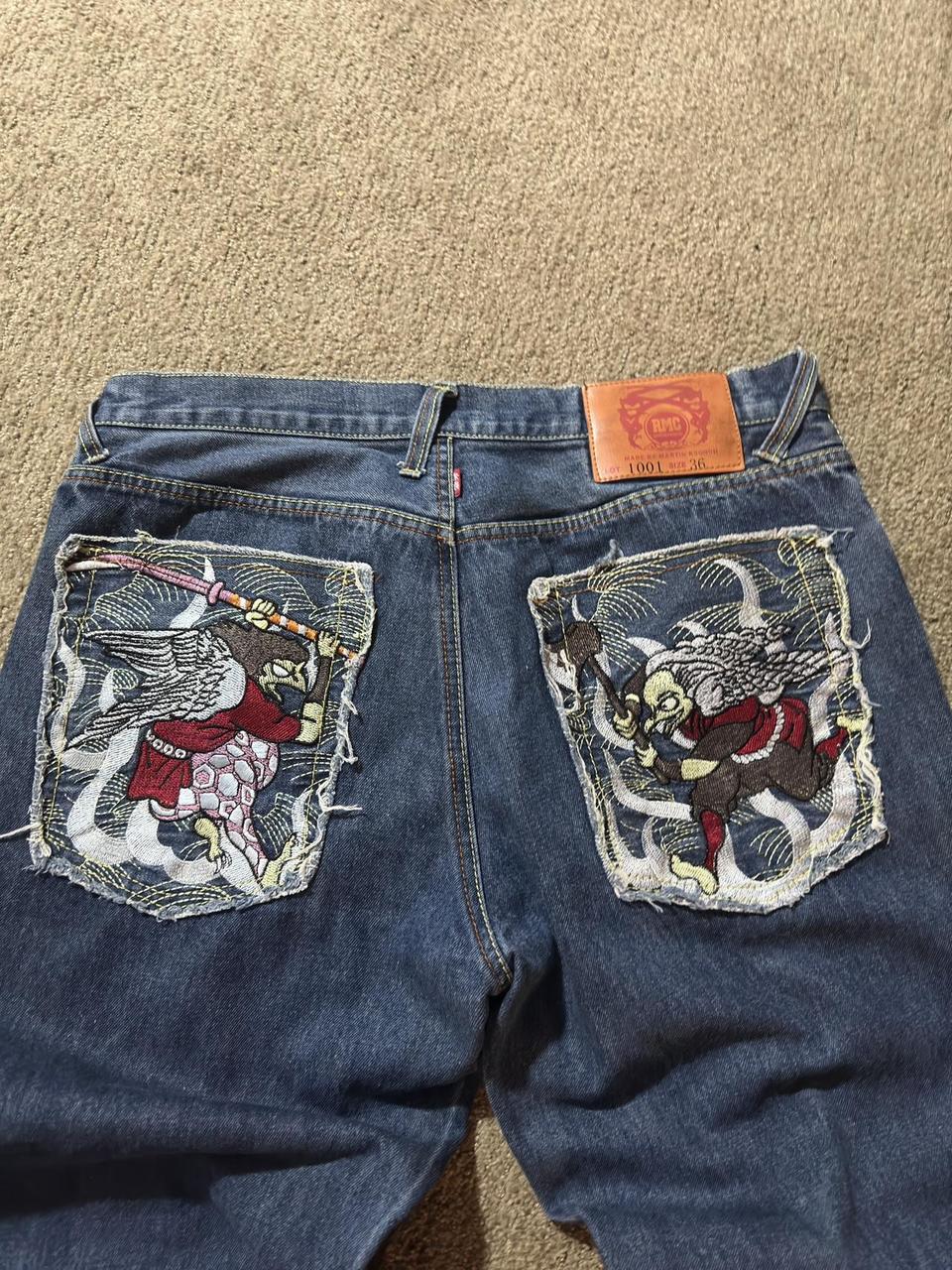 80s salvaged rmc japanese denim JNCO-like salvaged... - Depop