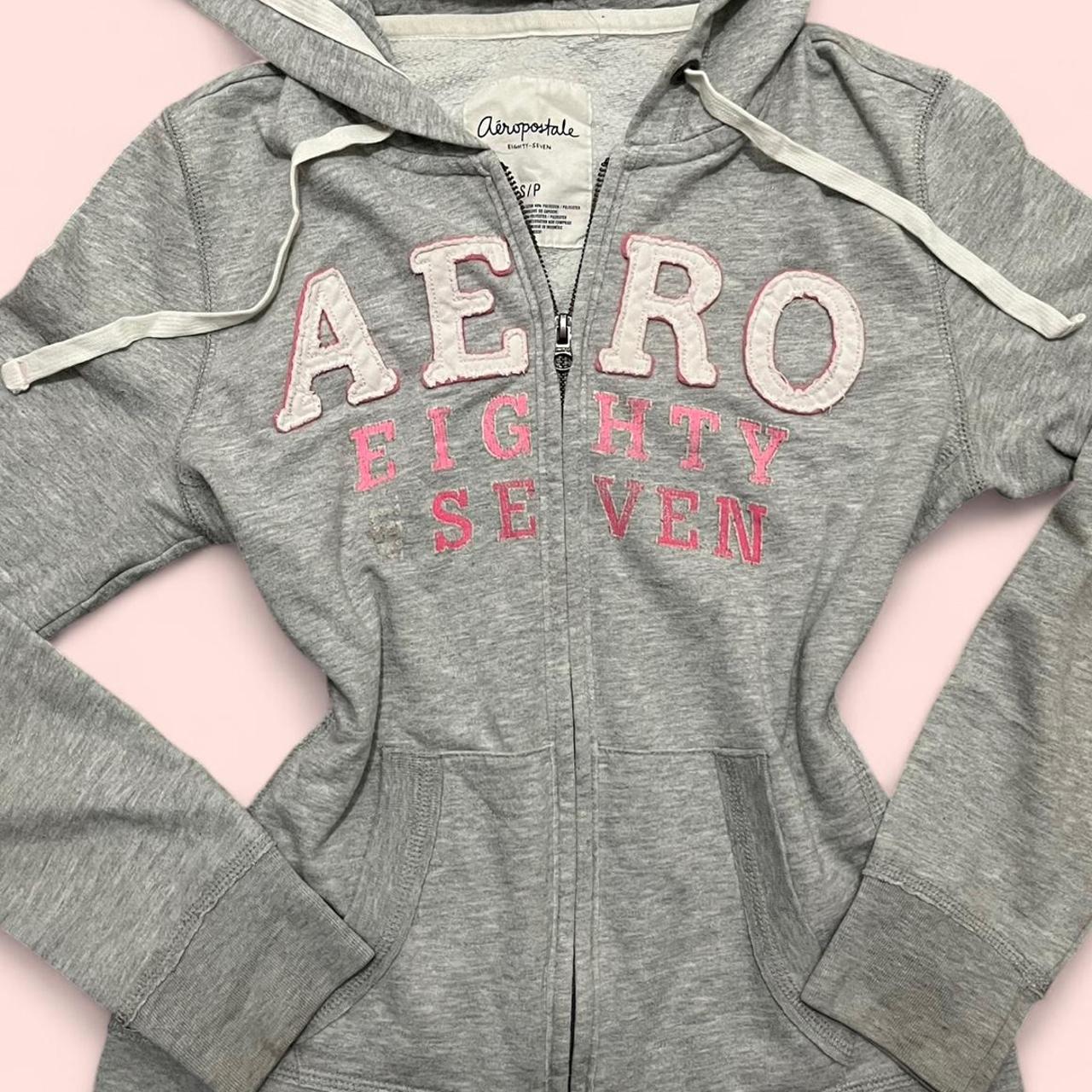 Grey Aeropostale zip-up hoodie!! Size Small #y2kfashion | Depop