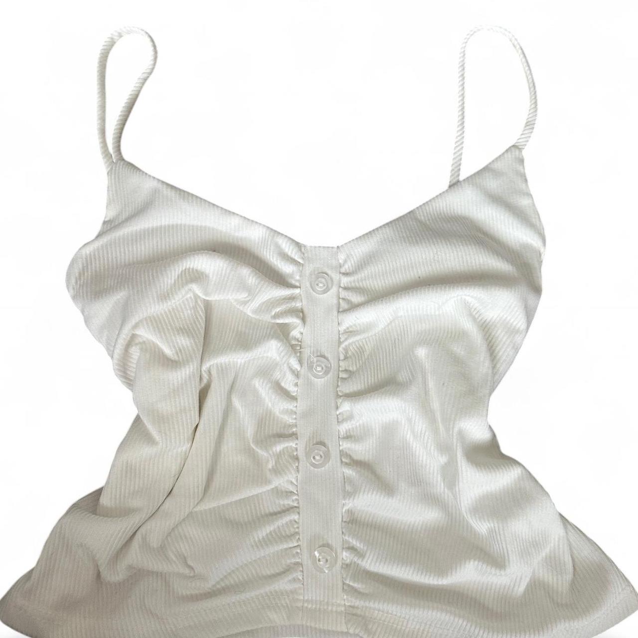 Super cute white button up thin strap tank top.... | Depop