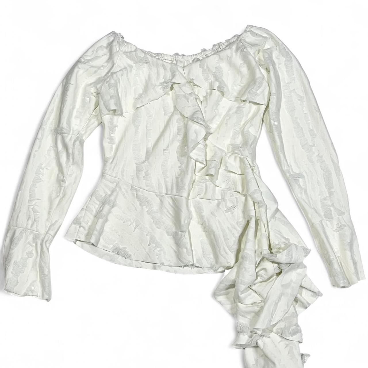 cyber y2k acubi patchwork distressed ruffle top so... | Depop