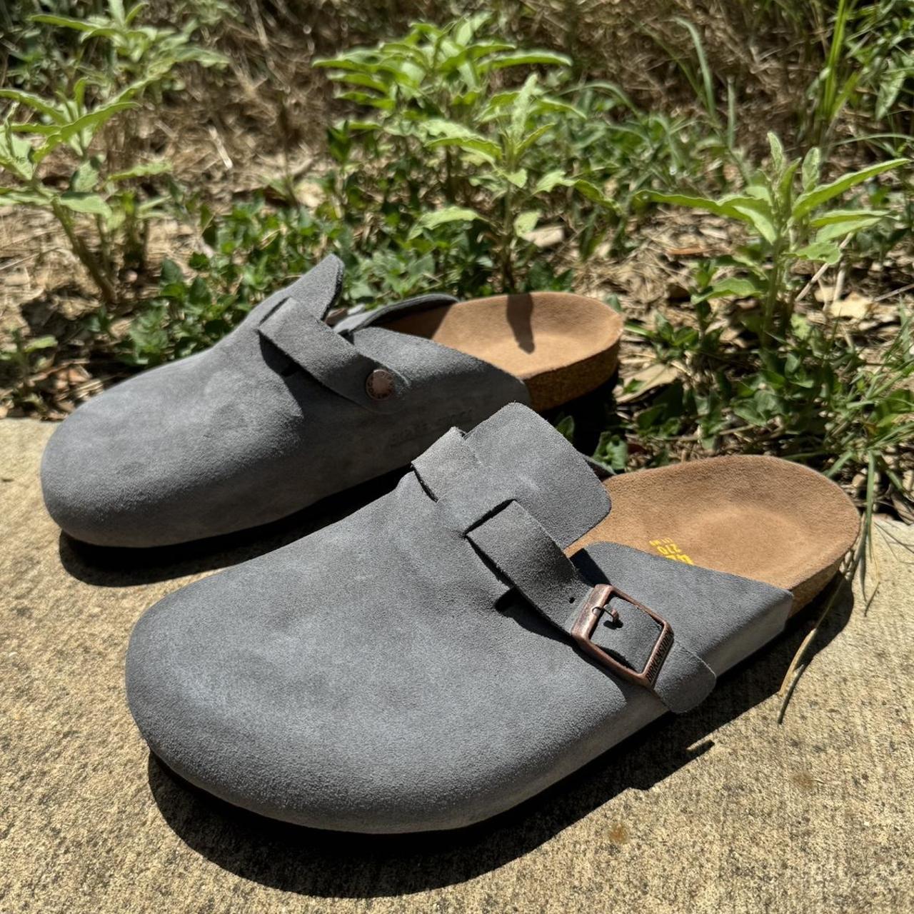 Grey Suede Birkenstock Clogs M9 W 11 Never worn. I... - Depop
