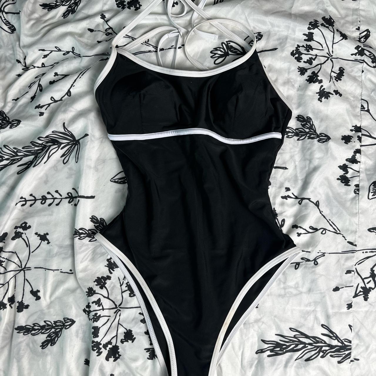 Black and white one piece swimsuit #swimwear | Depop