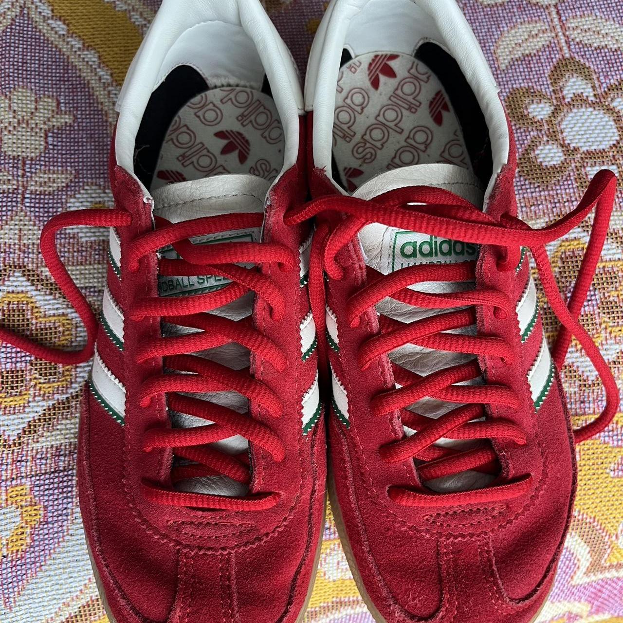 Adidas Spezial red and green suede trainers... | Depop