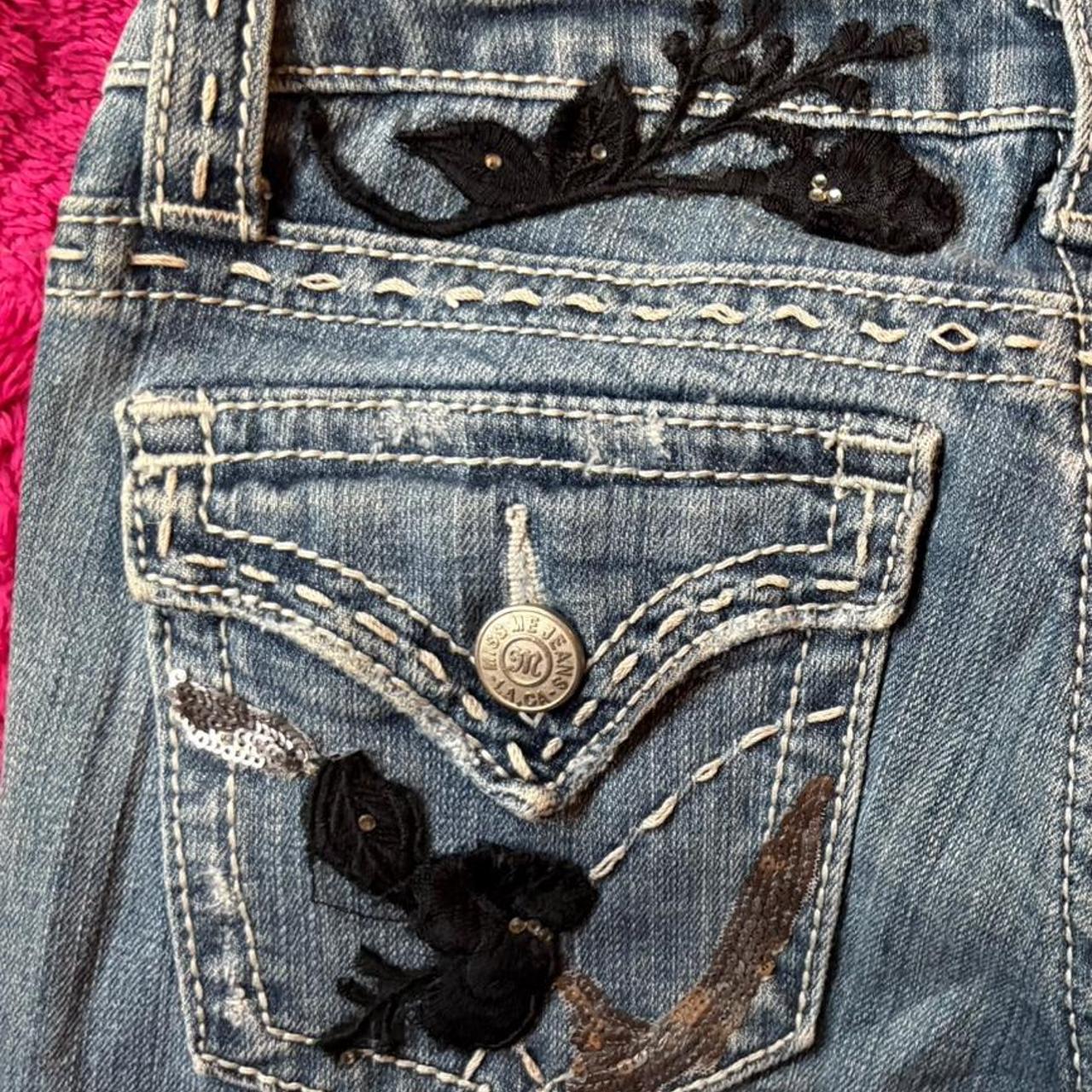 Miss Me black feather sequence Low rise jeans size... | Depop