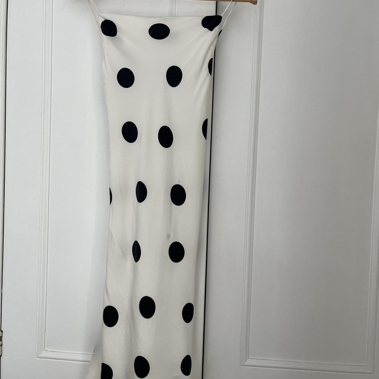 V flattering 100% silk White and black polka dot... | Depop