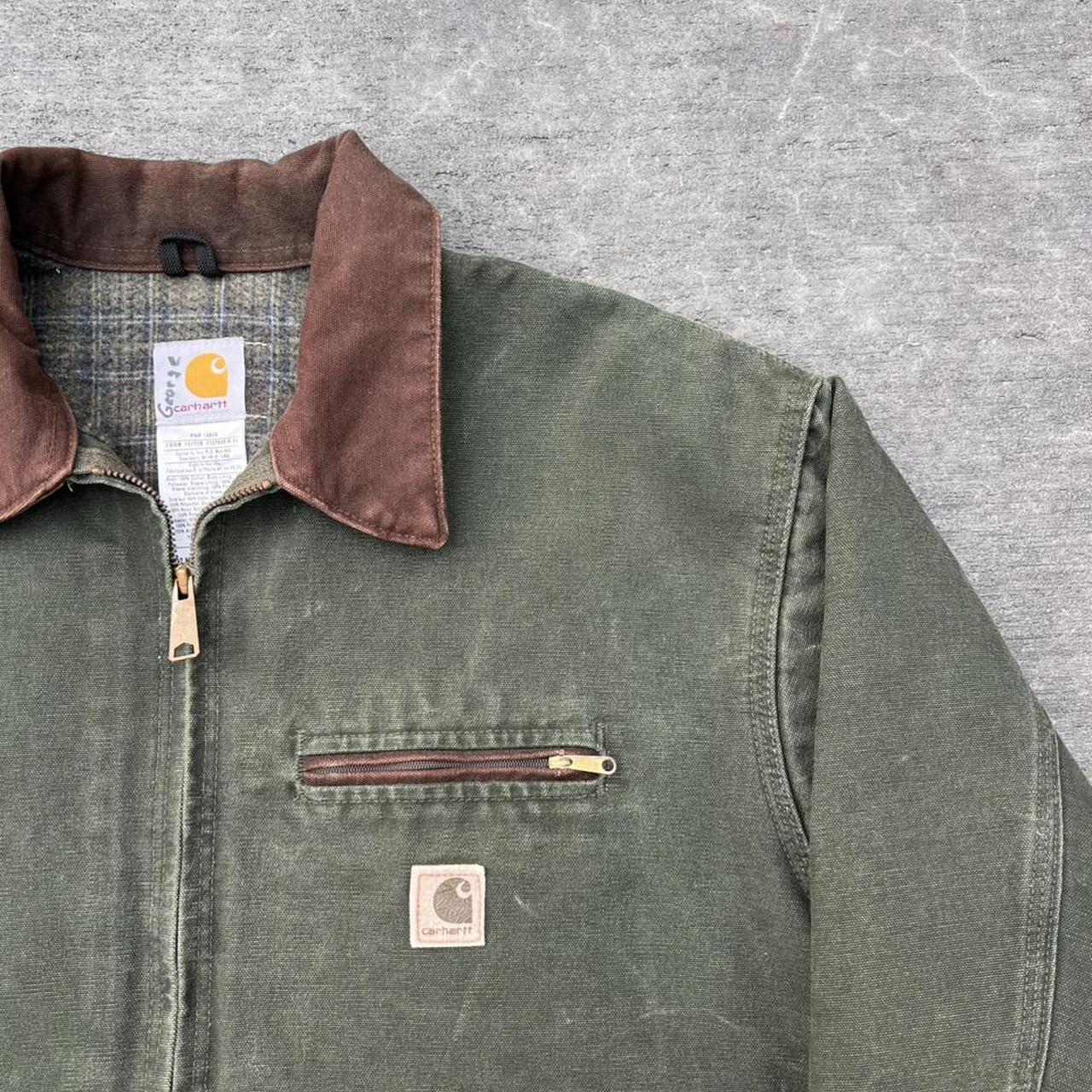 Vintage 90s J97 Moss Green Faded Carhartt Detroit... | Depop