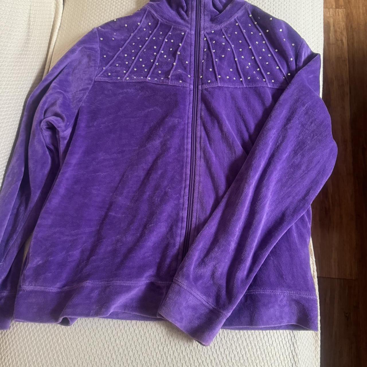 Kaktus Velour purple Jacket Womens Size L - Depop