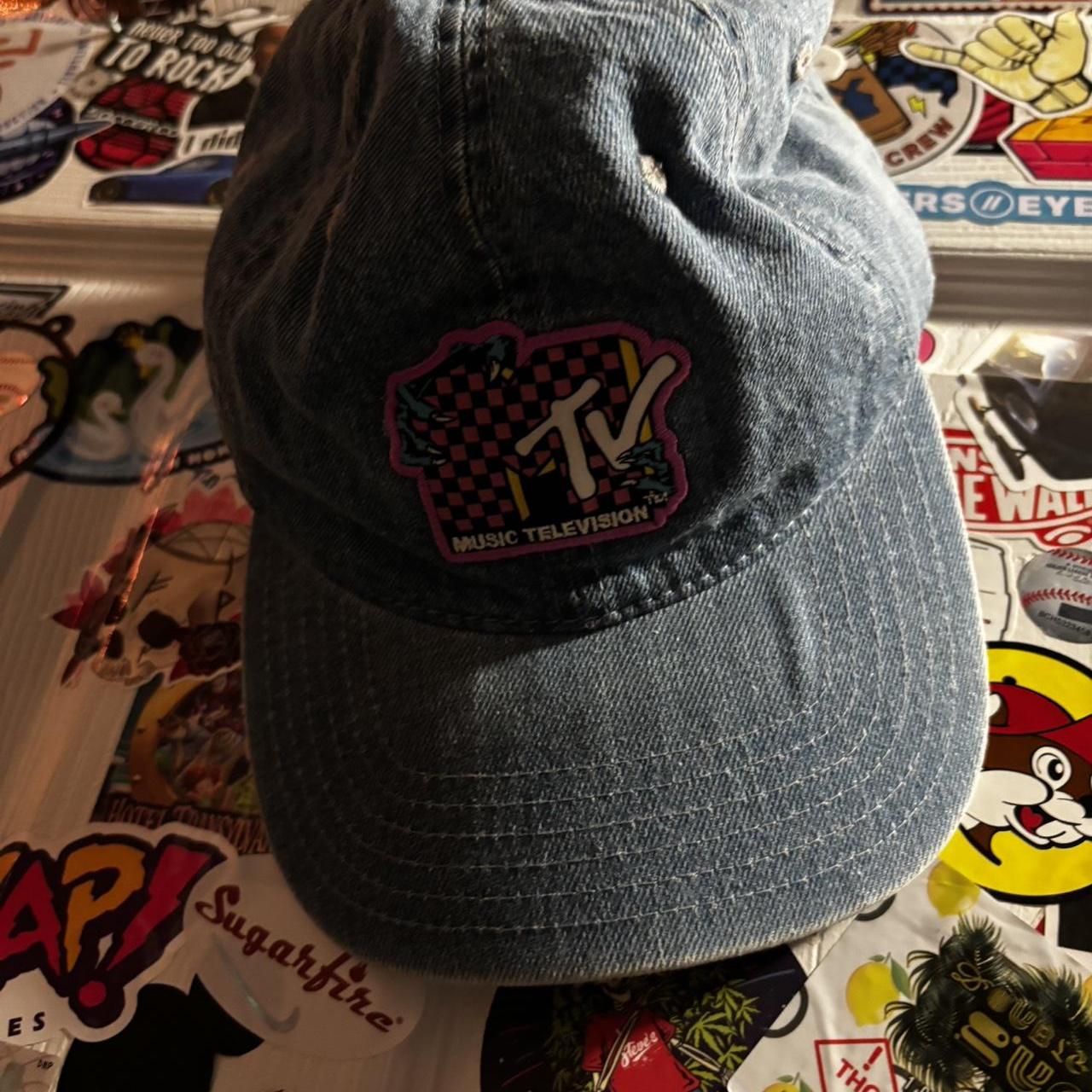Blue and grey vintage embroidered mtv hat #90s | Depop