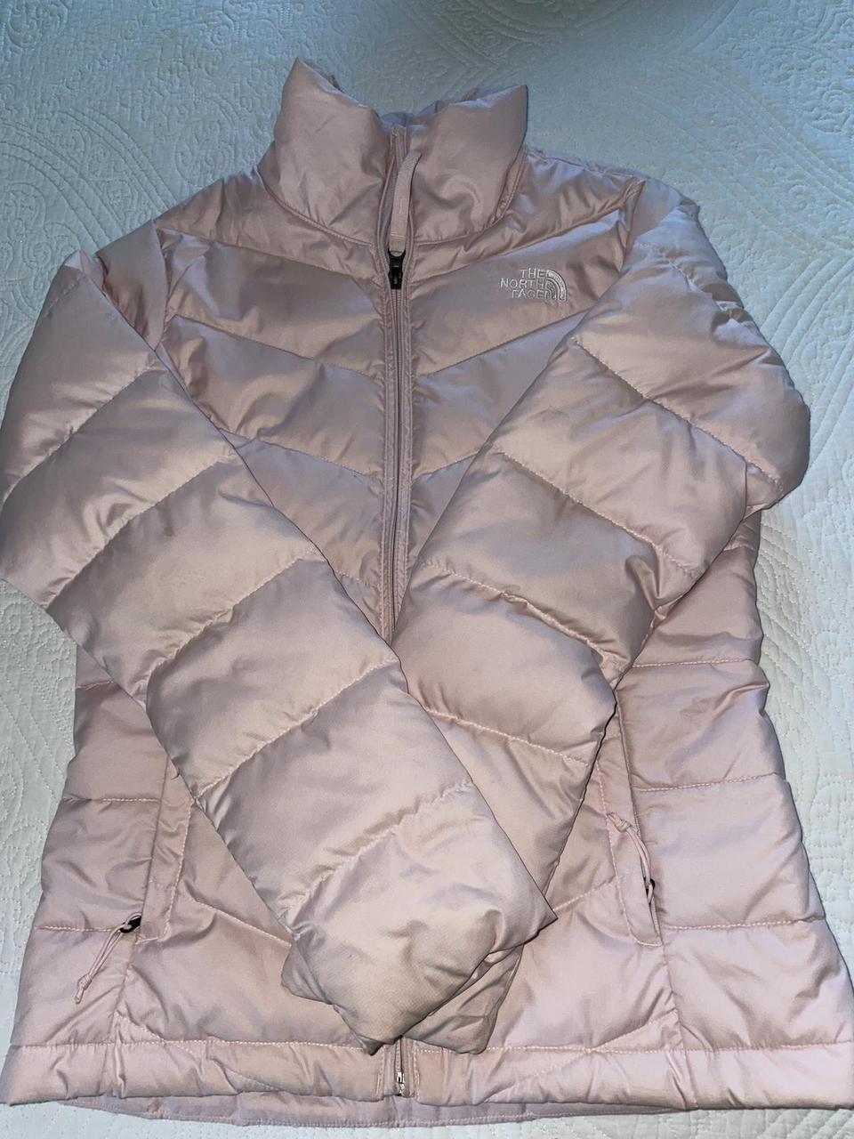 North Face Light Pink Puffer Jacket (Slight Stain) - Depop