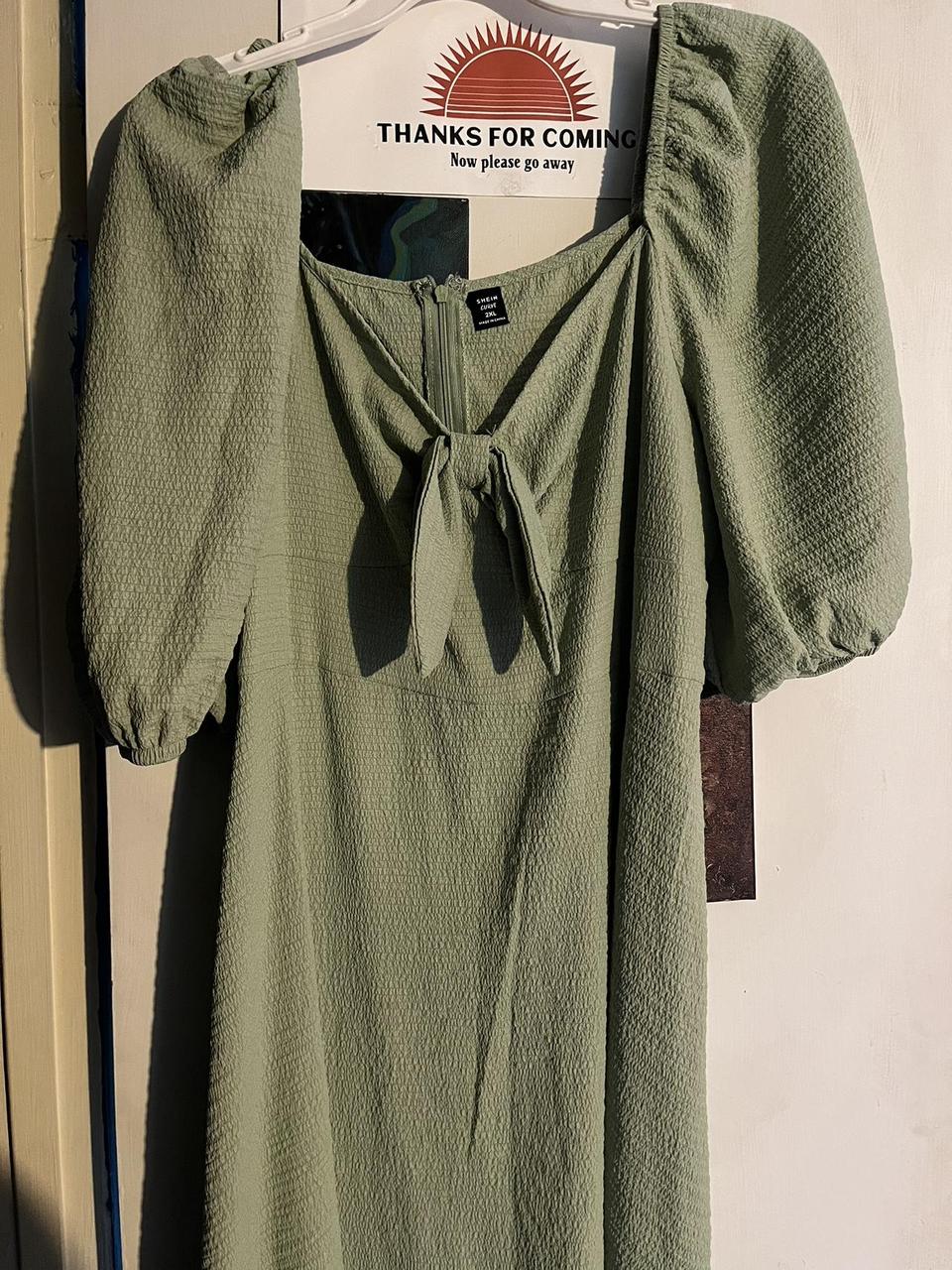 SHEIN plus cottage core safe green dress with front... - Depop