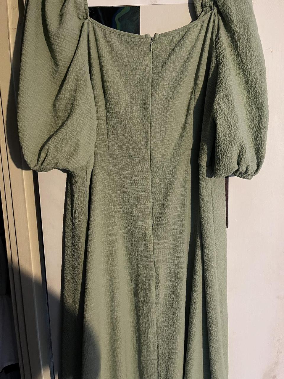 SHEIN plus cottage core safe green dress with front... - Depop