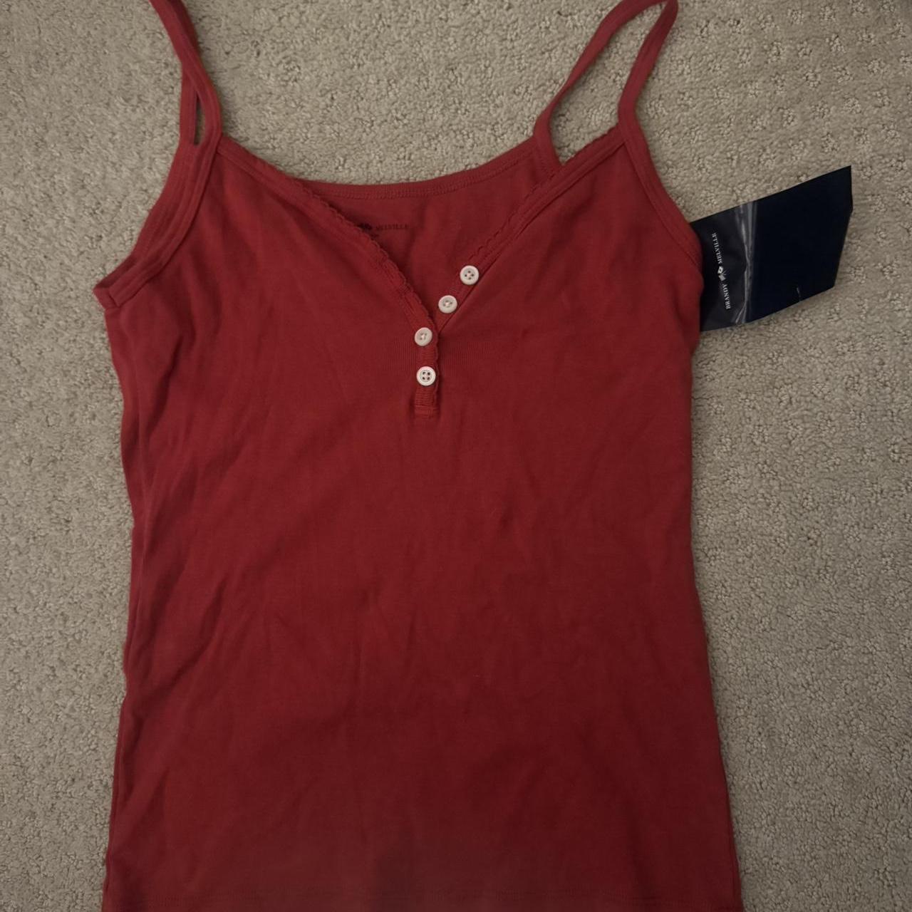 nwt red brandy button tank top lorene button top one... - Depop