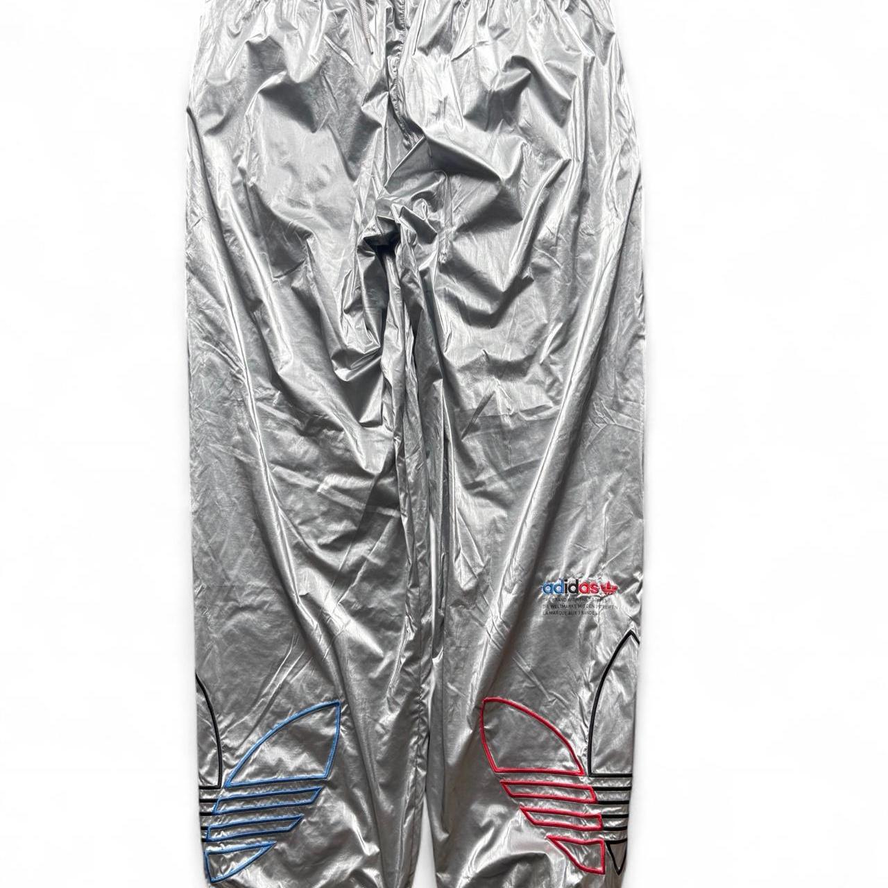 Adidas Tricolor Trefoil silver track pants men’s... | Depop