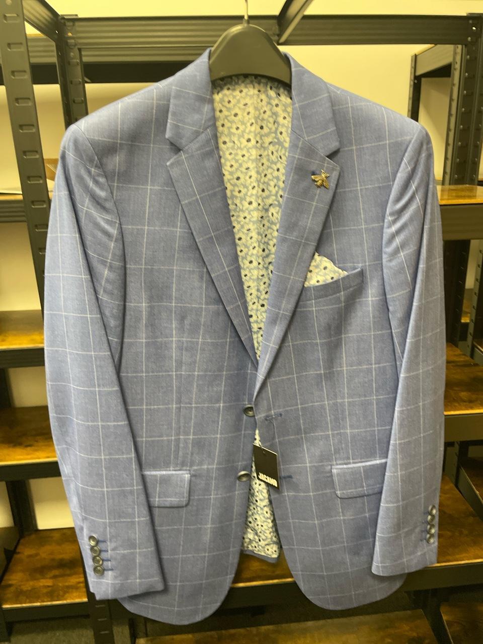 Blue check delta regular fit suit jacket Brand new... - Depop
