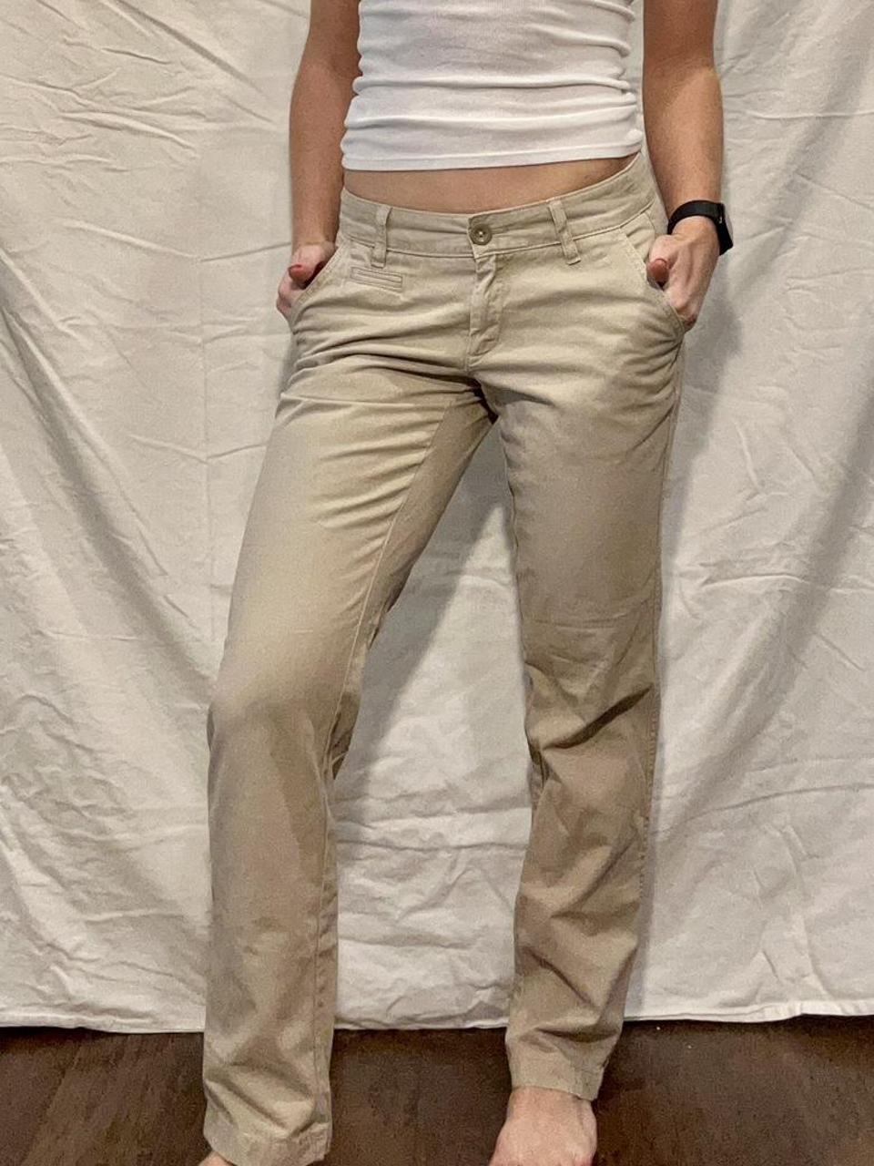 Y2K low-rise straight legged khakis. Vintage Eddie... - Depop