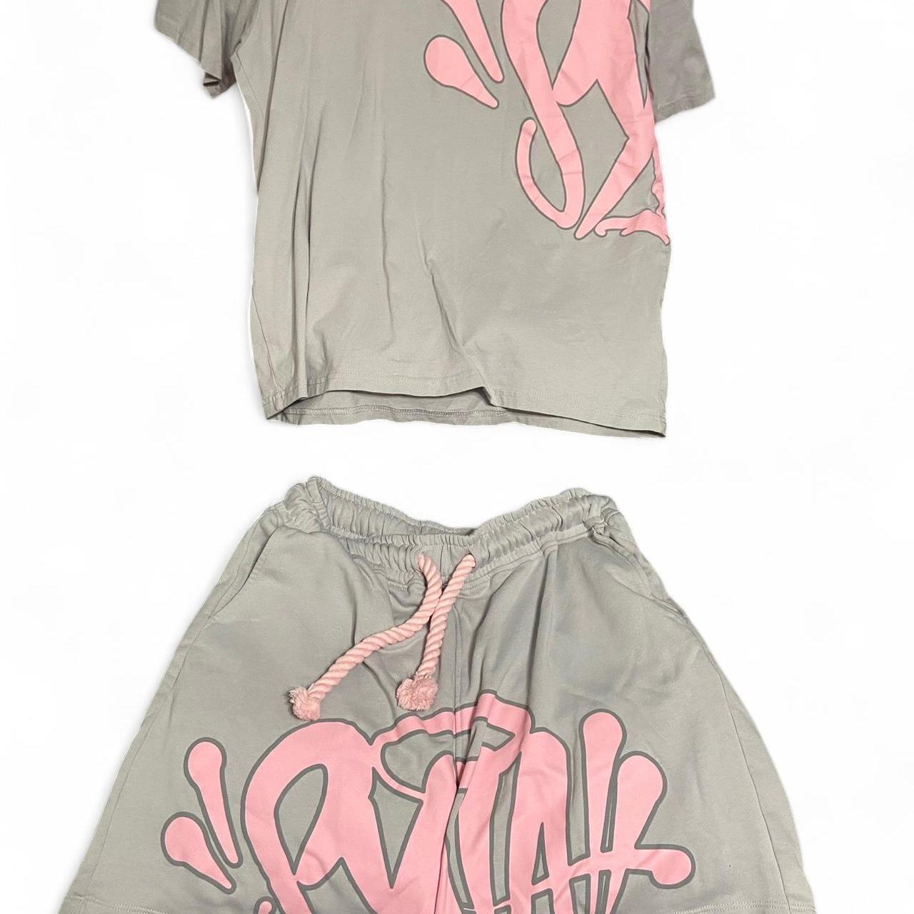 Syna World Pink and Grey Short and tee set Goes... | Depop