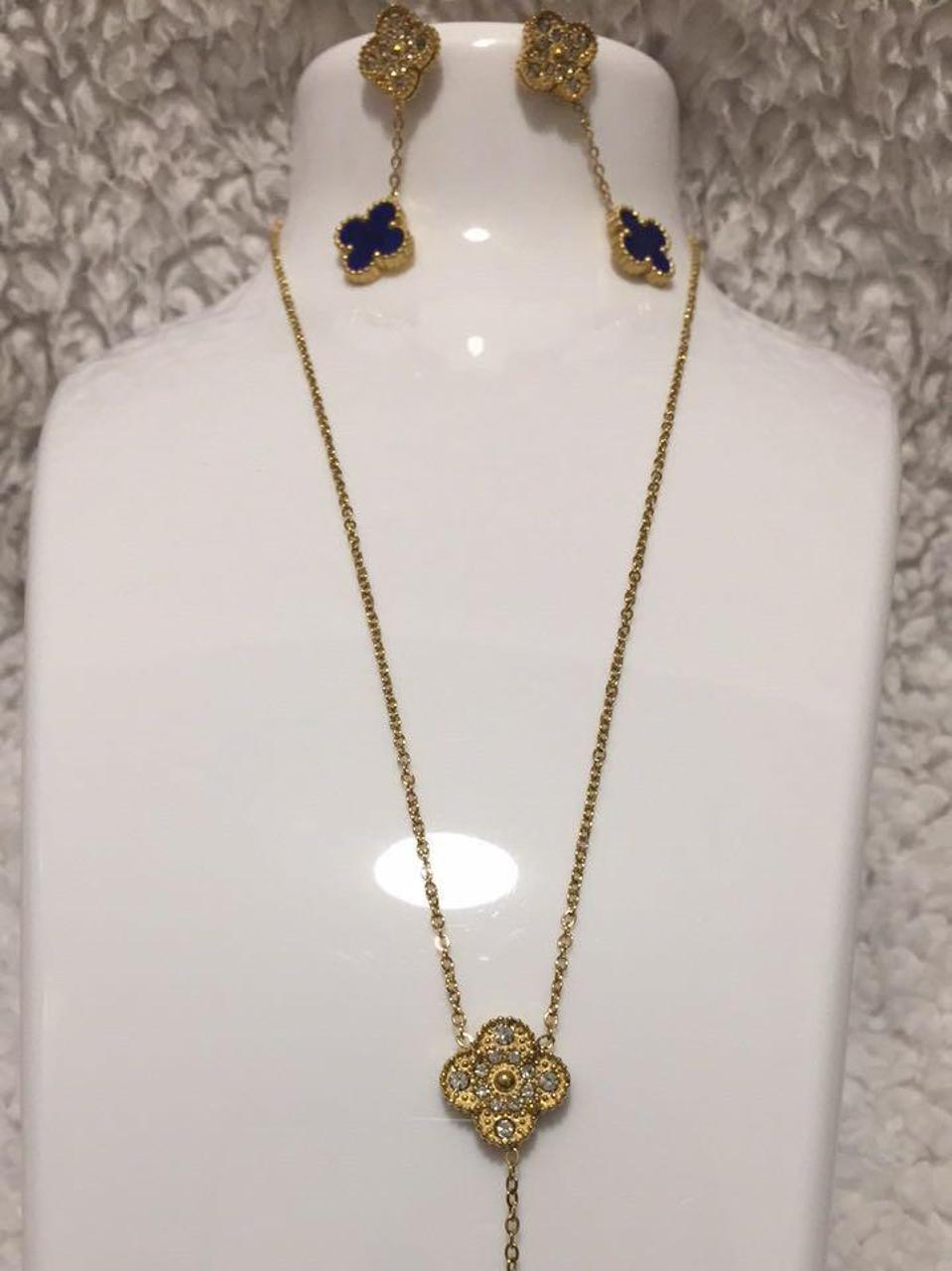 Clover jewellery set Set includes: layered necklace... - Depop