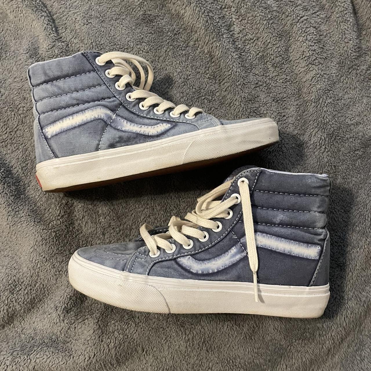 Blue high top vans, acid washed look - Depop
