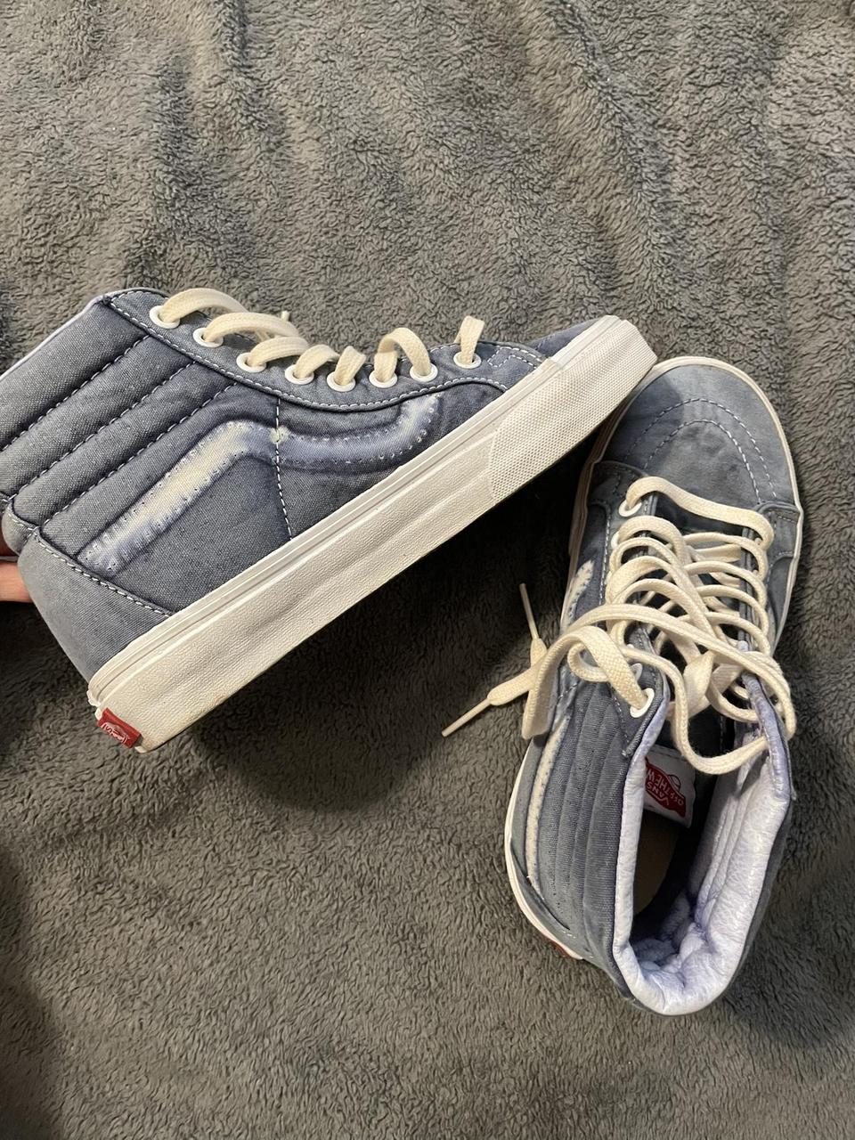 Blue high top vans, acid washed look - Depop