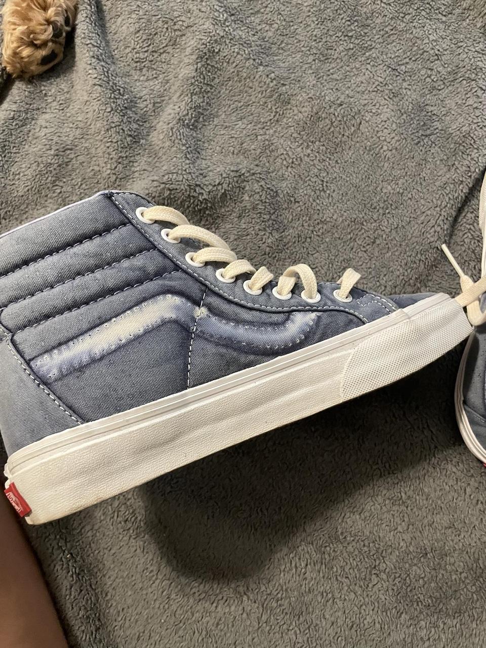 Blue high top vans, acid washed look - Depop