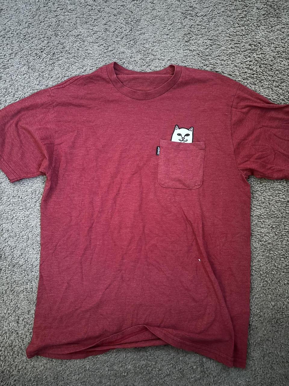 Medium Ripndip Pocket Red Wine Color T shirt - Depop