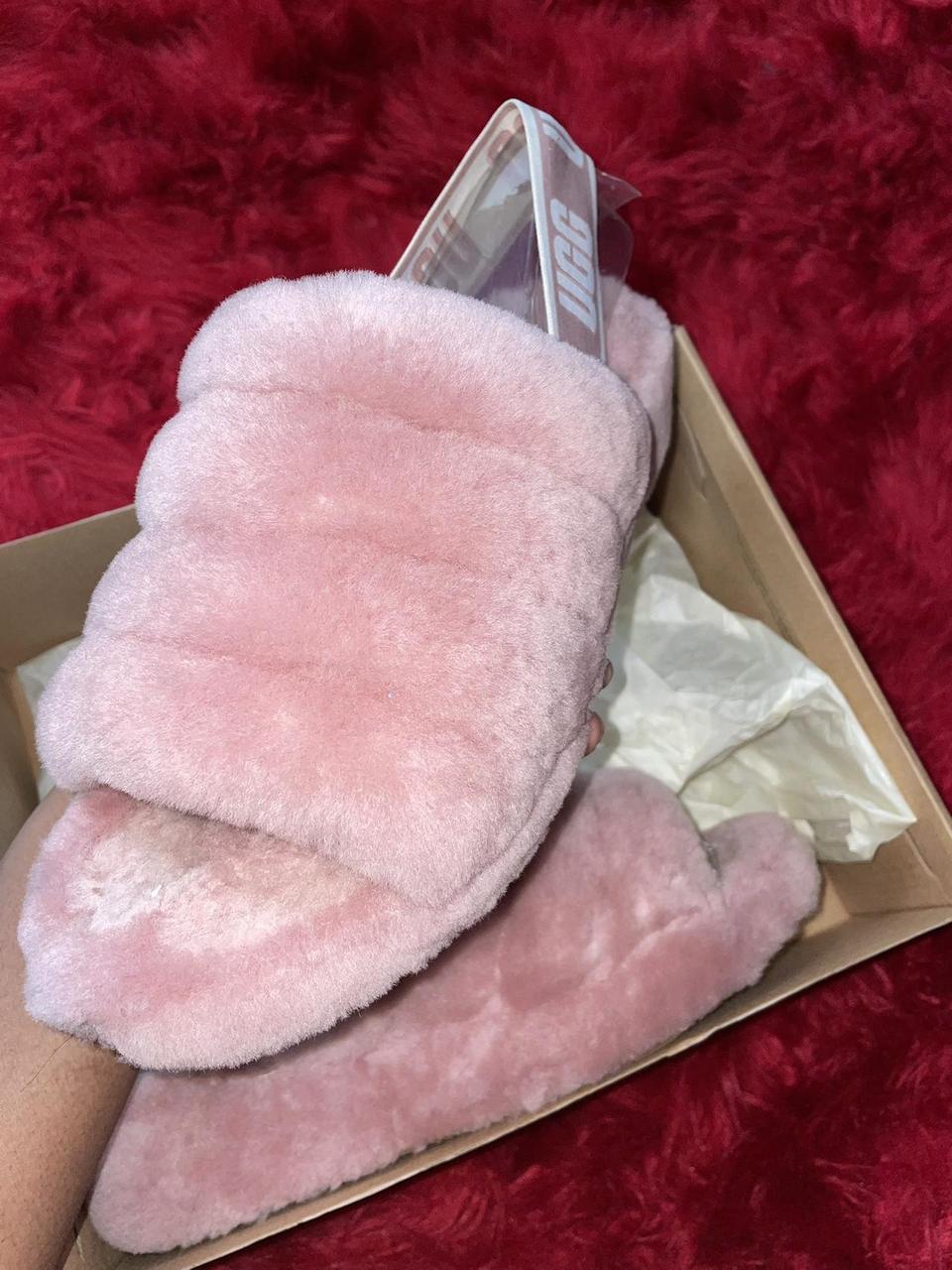 Pink UGG Fluff Yeah Slides Size 10 in Womens... - Depop