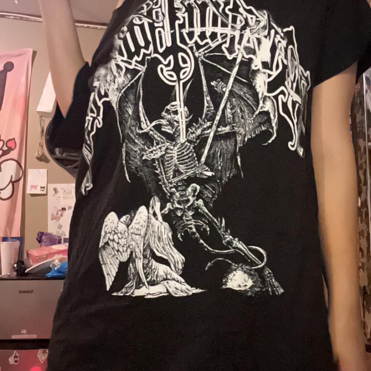 Gothic Black and white skeleton/angel off the... - Depop