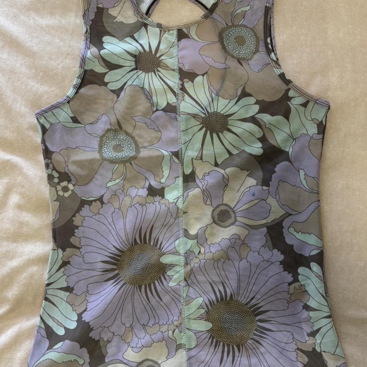 Super fun floral mesh singlet from Arthur! Cut out... | Depop