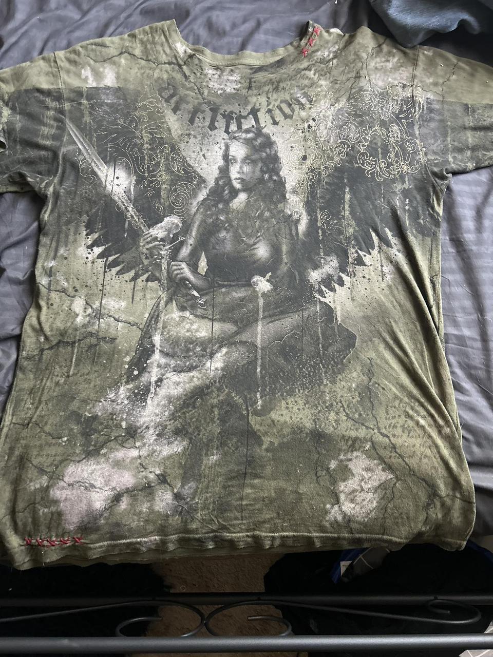 rare grunge affliction tee - Depop