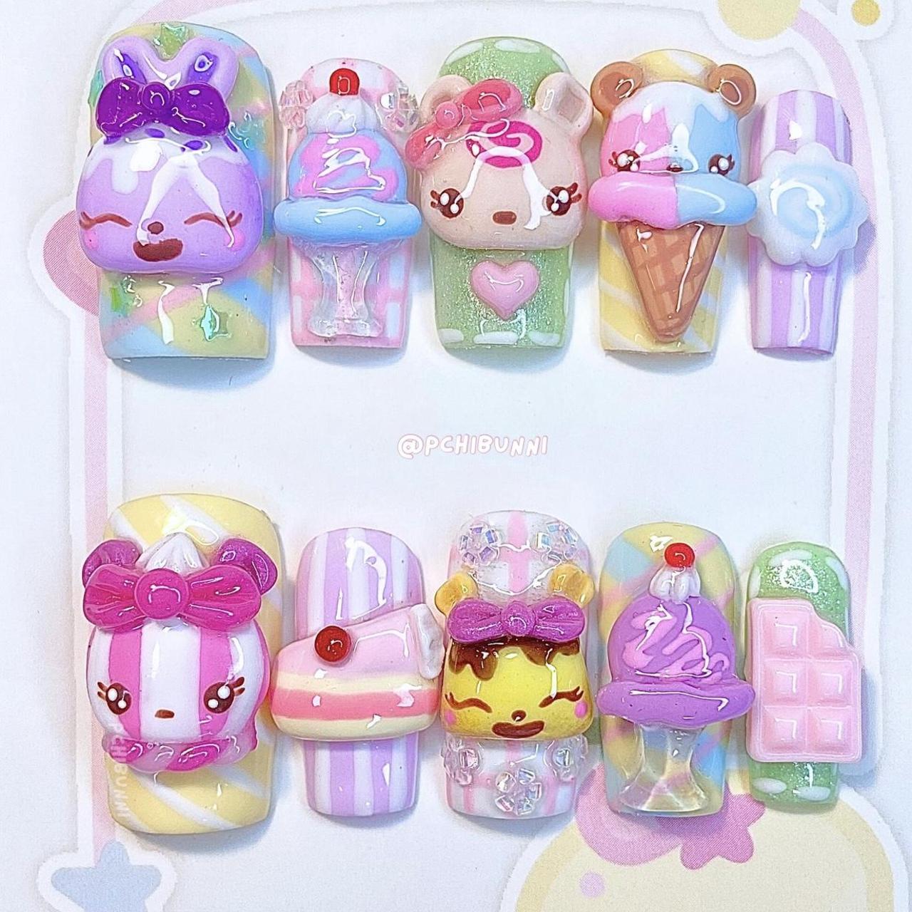 Num noms press on nail set - 3D sculpted nail... | Depop
