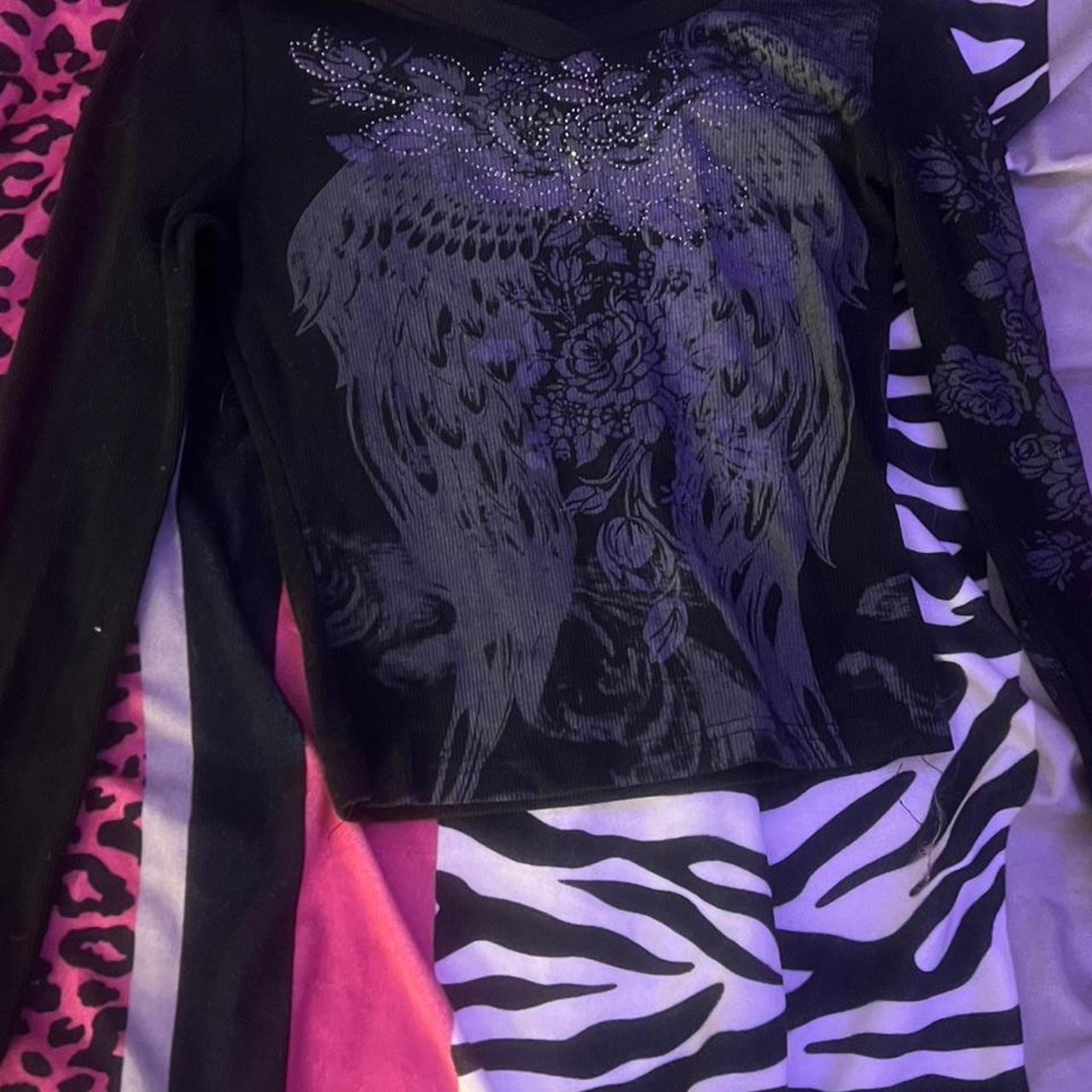 affliction type black & purple long sleeve... | Depop