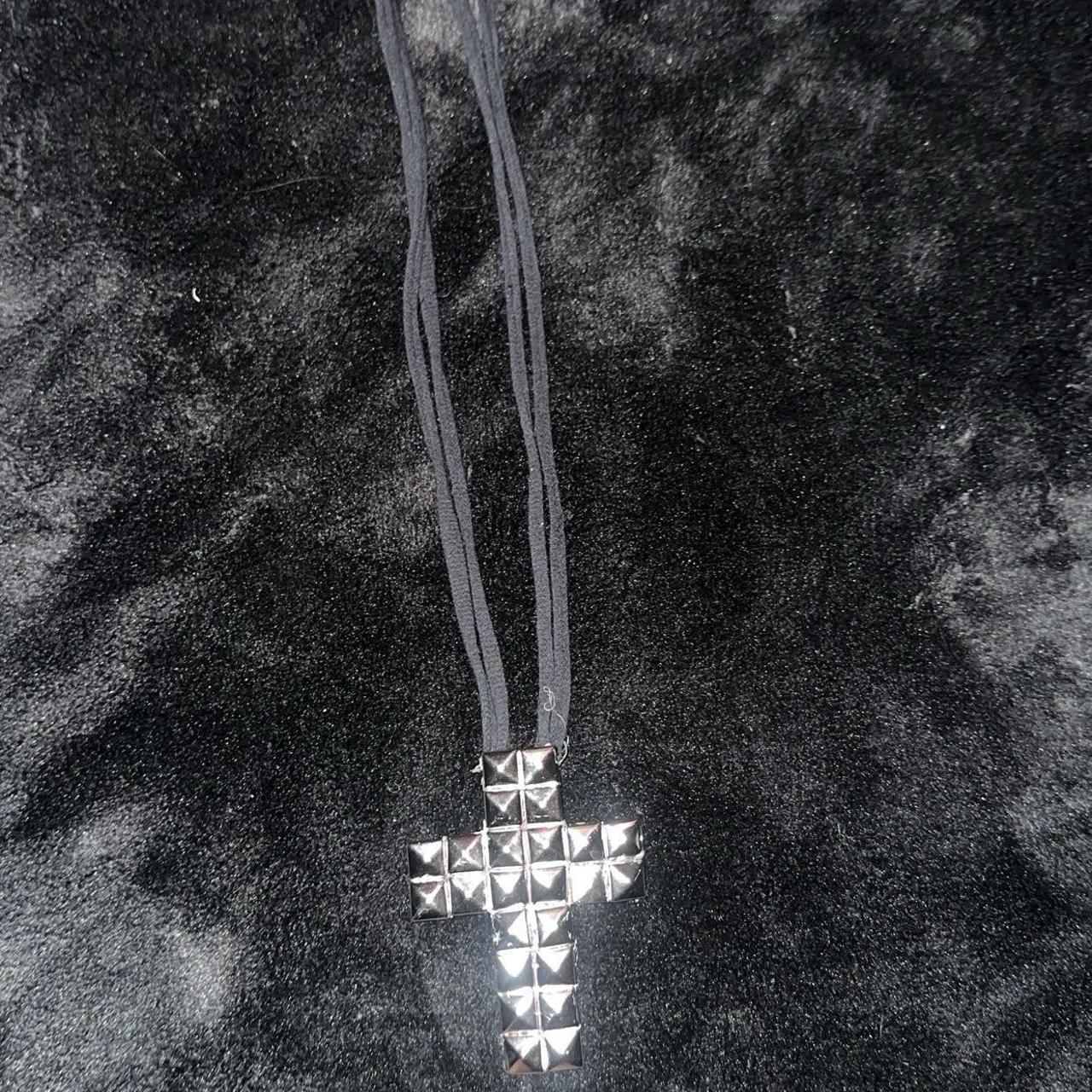Silver studded cross necklace Handmade Dm before... | Depop