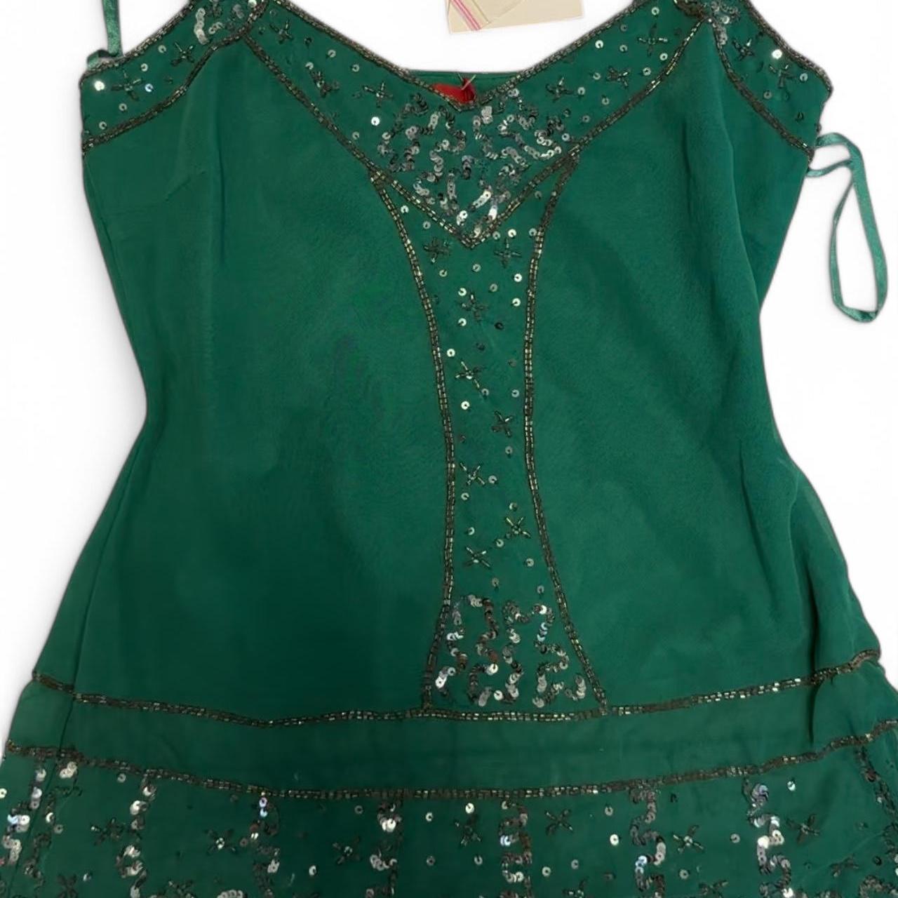 Vintage Y2K emerald green sequin cami top Perfect... | Depop