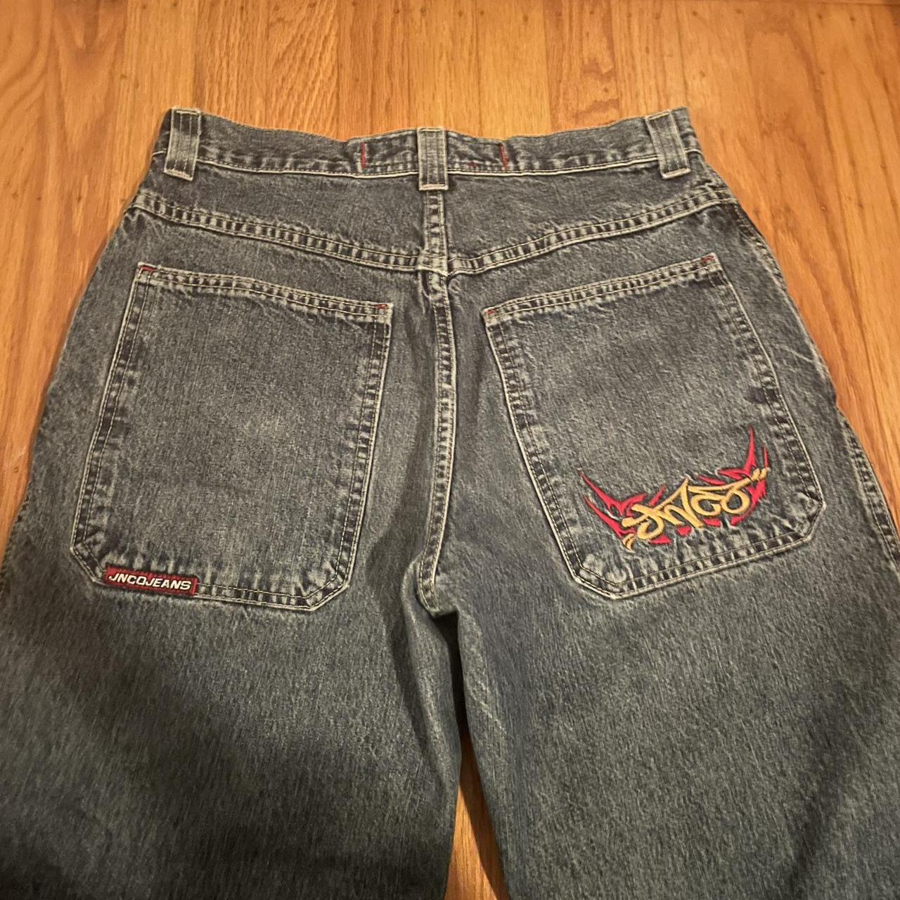 Cool vintage tribal JNCOS Jeans says 20 waist but... - Depop
