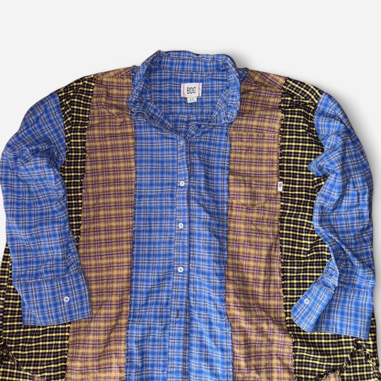 BDG oversized Multi-coloured patchwork flannel shirt. | Depop