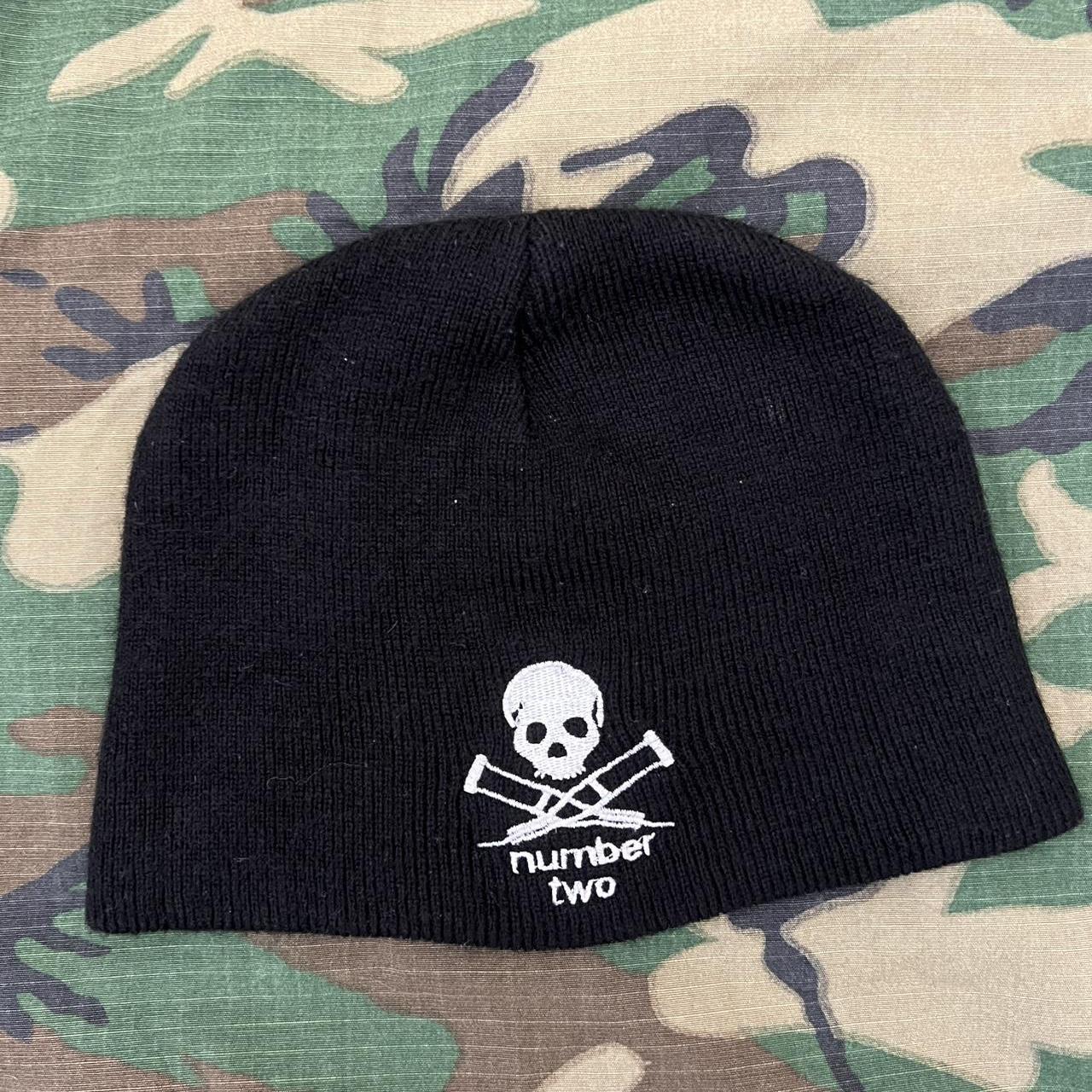 Jackass Number Two beanie hat in black & white... | Depop