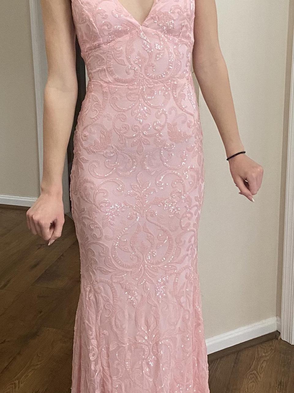 Pink sequin prom dress from Windsor. Length shown on... - Depop