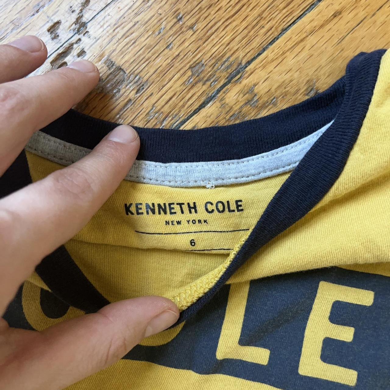 yellow and navy kenneth cole baby tee boys size 6... | Depop