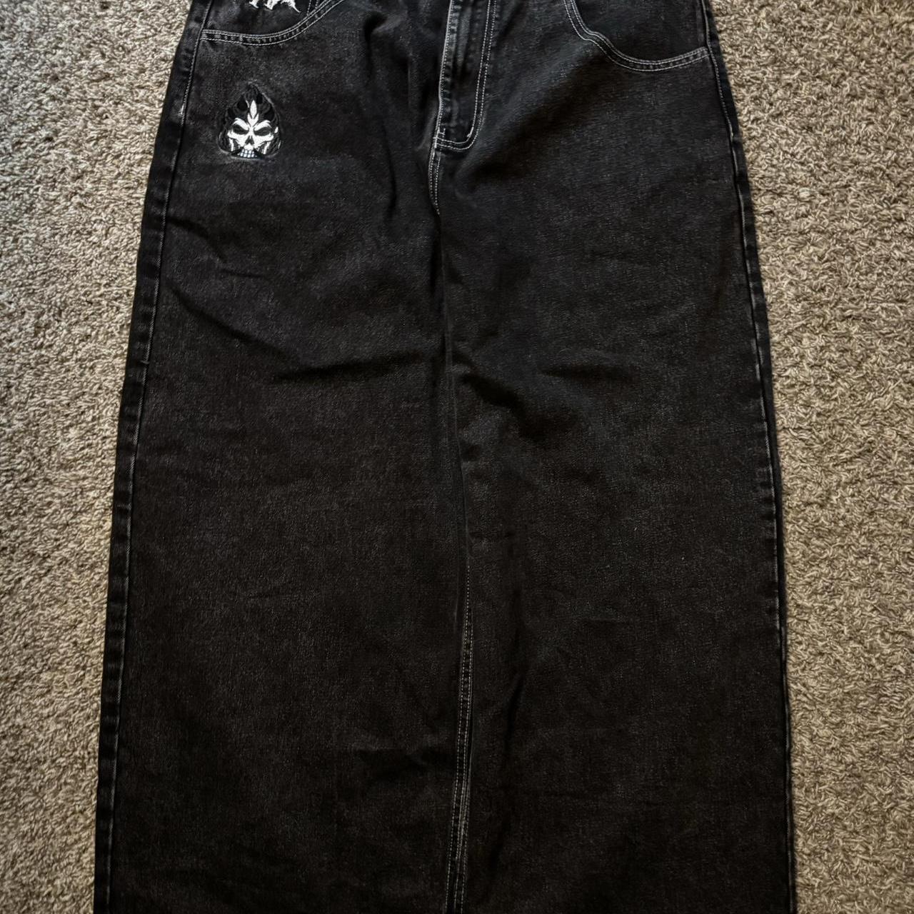Black JNCO type wide leg y2k skater jeans with... | Depop