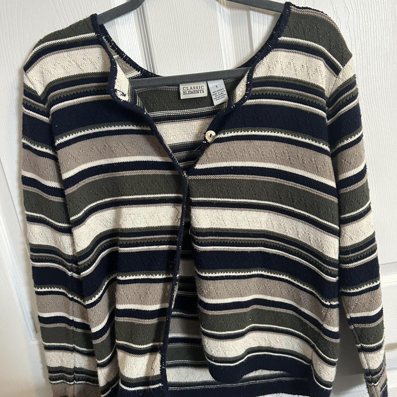 Y2k vintage Striped cardigan with buttons size large... | Depop