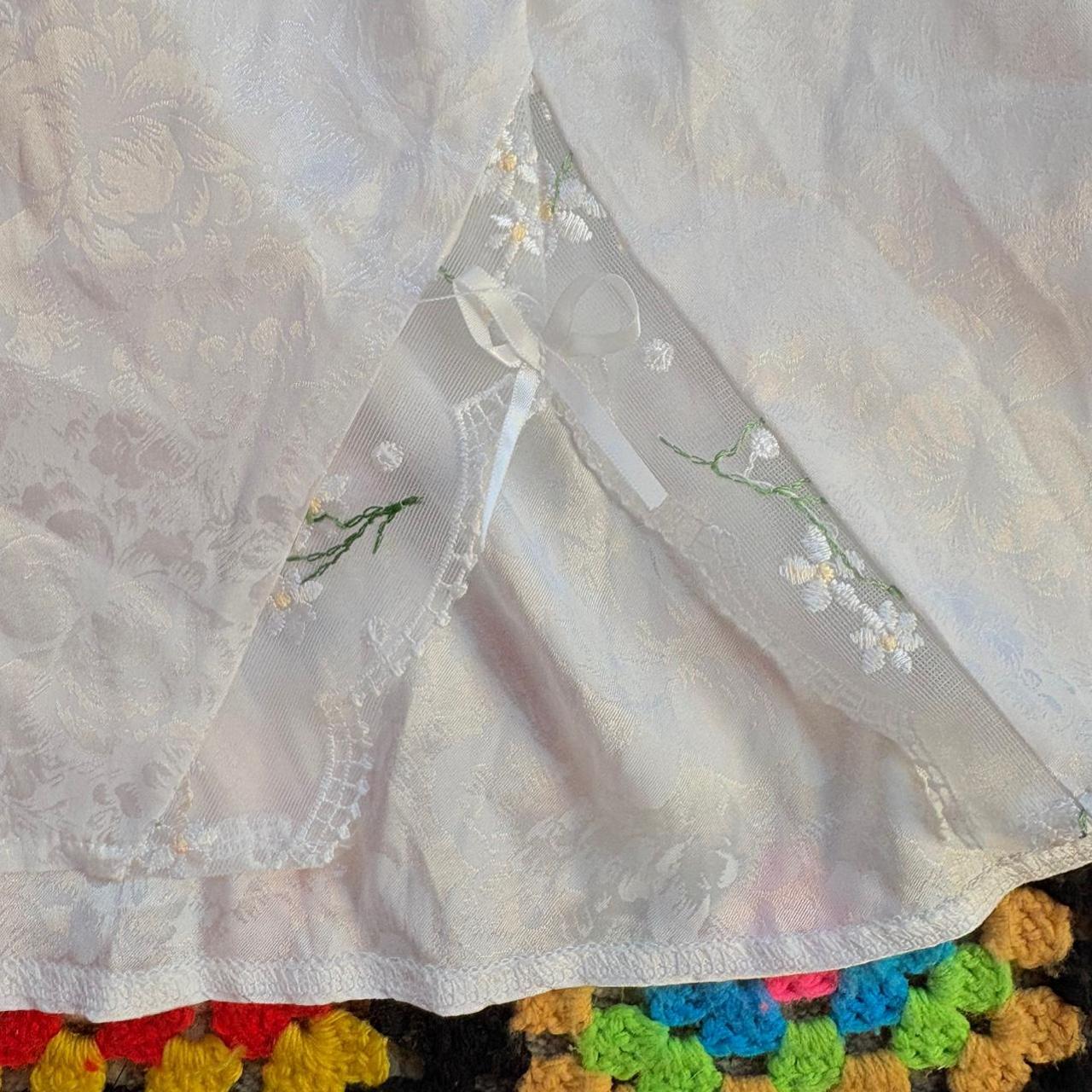 White lace cami slip dress with adjustable straps... | Depop