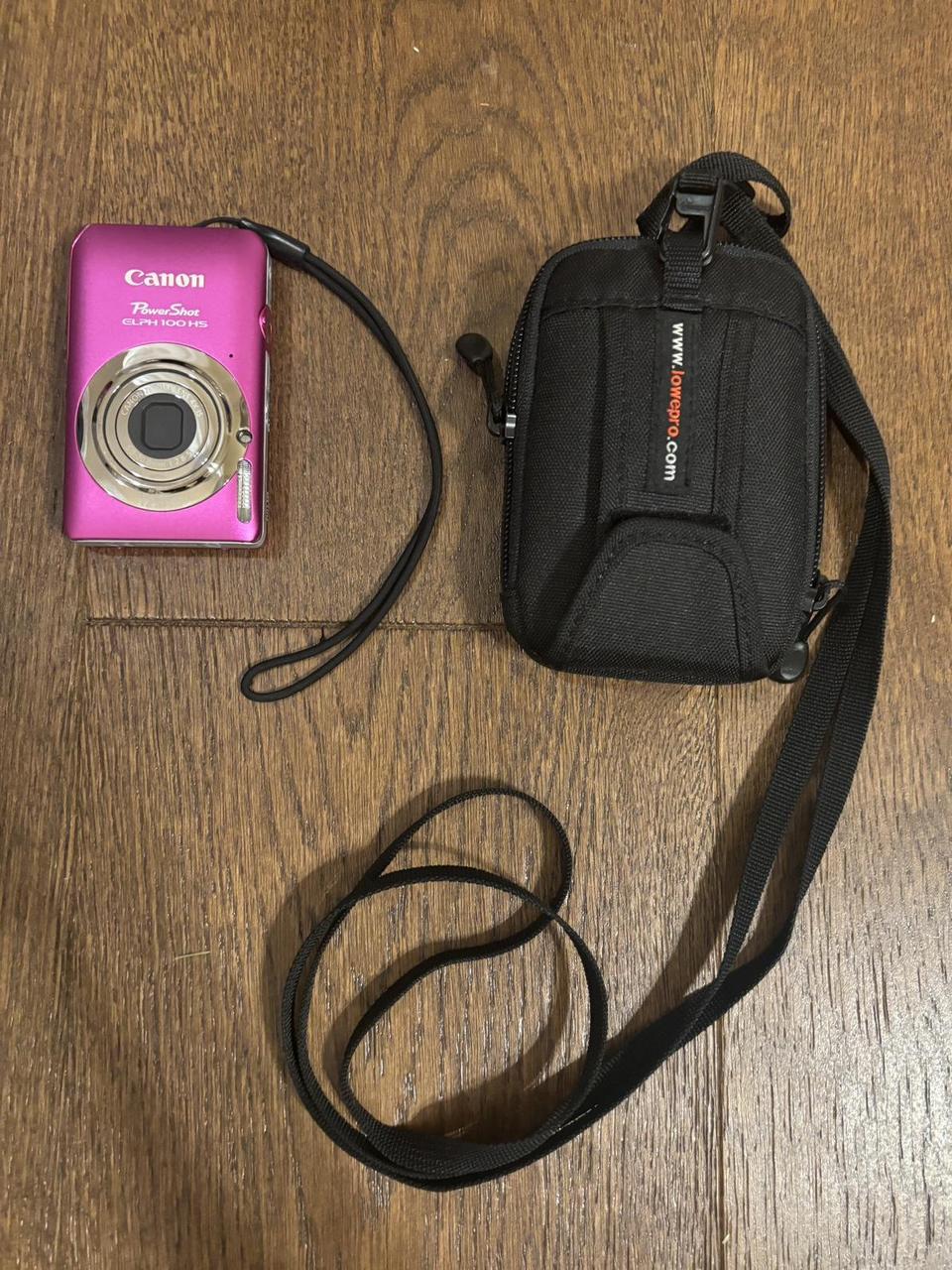 Pink Canon PowerShot ELPH 100 HS with Case and... - Depop